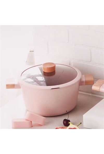 Qalitte Neoflam Blossom Cam Kapaklı Alüminyum Döküm Tencere Derin 24 cm Qalitte Neoflam Blossom Cam Kapaklı Alüminyum Döküm Tencere Derin 24 cm