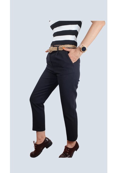 Quzu Hasır Kemerli Keten Pantolon