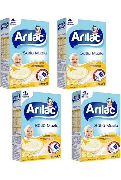 Arılac Sütlü Muzlu Bebek ve Küçük Çocuk Ek Gıdası 200 gr x 4 Adet
