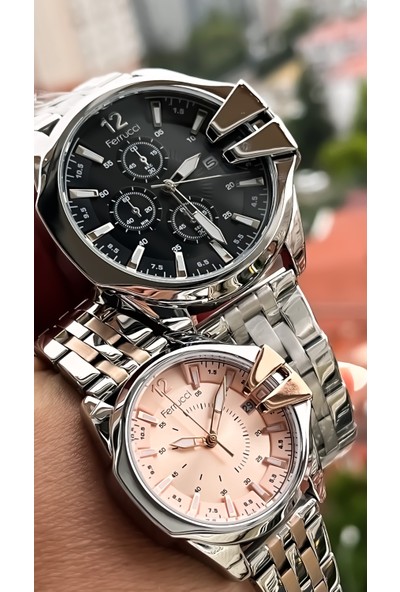 Ferrucci Sevgili,çift Kol Saatleri Gümüş Renk Bileklik Hediyeli