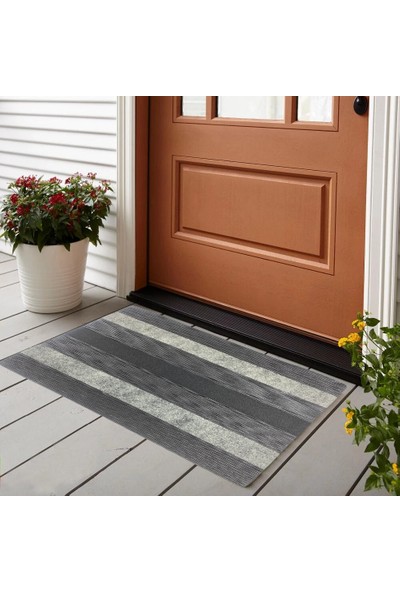 İpekyün Halı Kapı Önü Iç ve Dış Paspası Dekoratif Çok Amaçlı Kullanma Için Uygun. Şeritli 45 x 70 Cm
