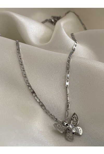 Stainless Steel Glow Zirkon Taşlı Paslanmaz Çelik Kelebek Kolye Stainless Steel Glow Zirkon Taşlı Paslanmaz Çelik Kelebek Kolye