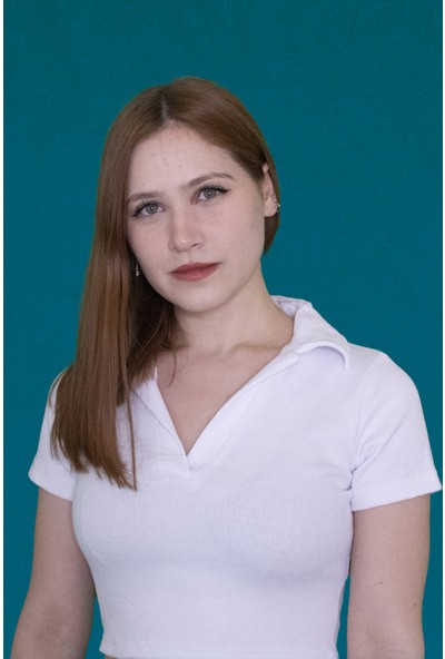 Don't Fashion Beyaz Polo Yaka Crop Fitilli Örme Bluz LWL0010