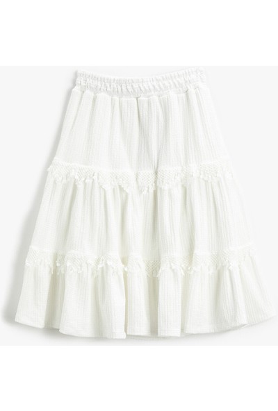 Koton Maksi Etek Dantel Detaylı Katlı Beli Lastikli