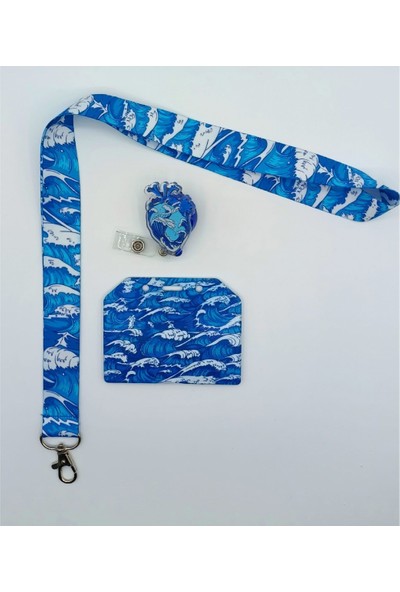 Virajx Mavi Dalgalar Boyun Askısı Seti