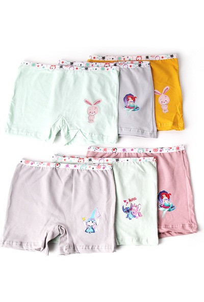Cnt Kız Çocuk Renkli Baskılı 6'lı Paket Boxer