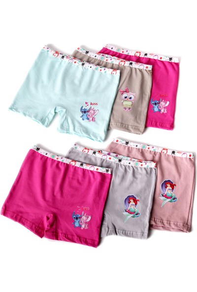 Cnt Kız Çocuk Renkli Baskılı 6'lı Paket Boxer