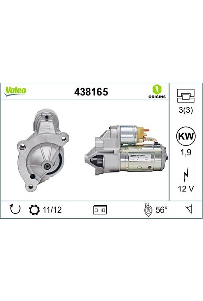 Valeo 438165 Mars Motoru 12V 11 Dis C5 Jumper P 406 P 407 Boxer 2.0 / 2.2 5802EA (WM532226)
