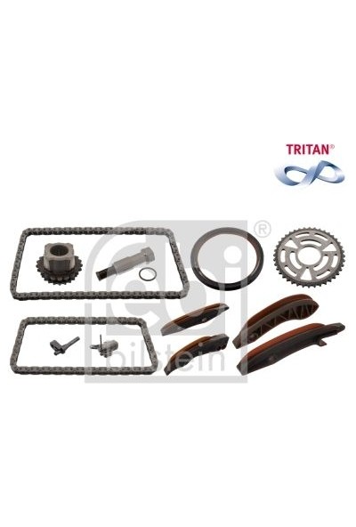 Febı 102040 Eksantrik Zincir Seti Alt Ust Komple 2xgerici+3xzincir+4xkizak+2xdisli+Kece Bmw N47 11317797897 (WA822386)