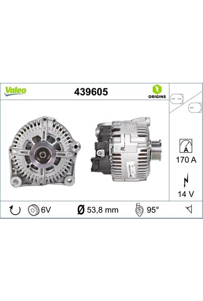Valeo 439605 Alternator Sarj Dinamosu Bmw X5 E70 X6 E71 M57 N57 12V 170A (WA338173)
