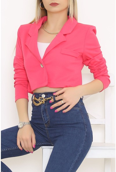 Bns Butik Vatkalı Crop Ceket Fuşya - 2660.1595. Bns Butik Vatkalı Crop Ceket Fuşya - 2660.1595.