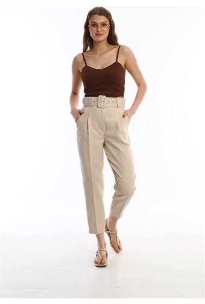 Biendias Taş Pileli Kumaş Havuç Pantolon