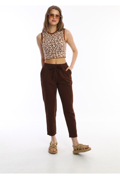 Biendias Kahverengi Beli Lastikli Dar Paça Pantolon