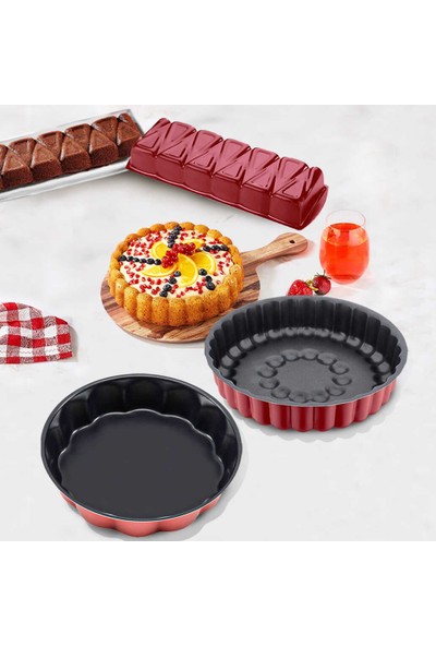 Papilla 26+26+34 cm Yanmaz Yapışmaz 3lü Kek Kalıbı Seti Kırmızı Papilla 26+26+34 cm Yanmaz Yapışmaz 3lü Kek Kalıbı Seti Kırmızı