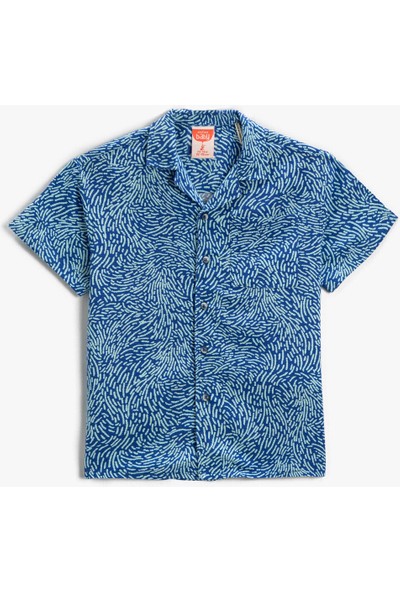 Koton Desenli Kısa Kollu Gömlek Cepli