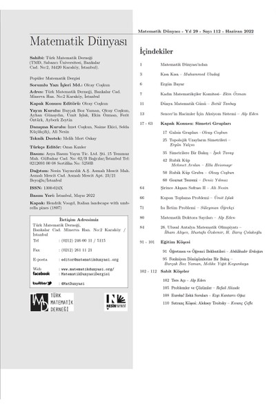 Matematik Dünyası Dergisi SAYI:112 Matematik Dünyası Dergisi SAYI:112