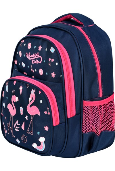 Waddell Lisanslı Lacivert Flamingo Desenli Ilkokul Çantası ve Beslenme Çantası Waddell Lisanslı Lacivert Flamingo Desenli Ilkokul Çantası ve Beslenme Çantası