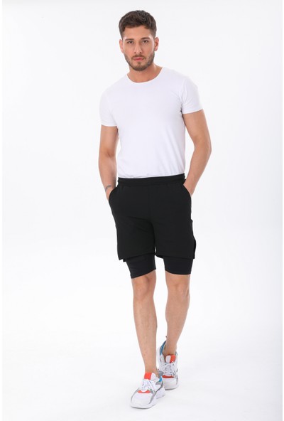 Setiza Unisex 2 In 1 Spor Fitness ve Antrenman Taytlı Şortu