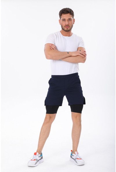 Setiza Unisex 2 In 1 Spor Fitness ve Antrenman Taytlı Sporcu Şortu