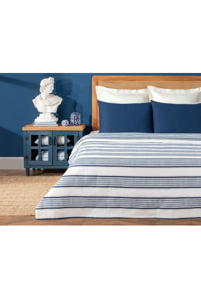 Madame Coco Fabrizio Tek Kişilik Karde Baskılı Pike - Lacivert Madame Coco Fabrizio Tek Kişilik Karde Baskılı Pike - Lacivert