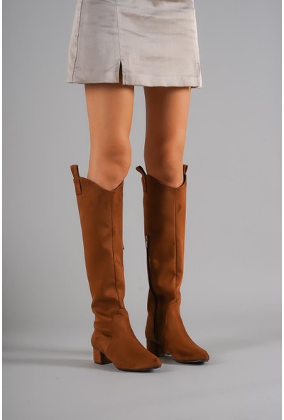 Trend Passion Bayan Taba Benny Fermuarlı Süet Çizme