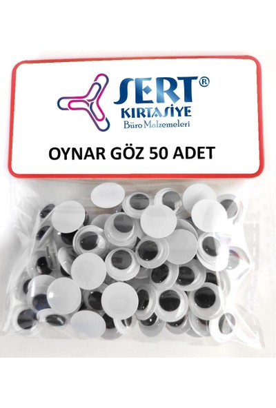 Sert Kırtasiye Oynar Göz 15 mm 50'li Paket