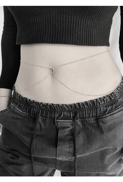 Takıconcept Gümüş Renk Ikili Bel Zinciri Vücut Göbek Zinciri