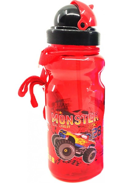 Dolphin Monster Truck Kırmızı Pipetli Matara 500 ml