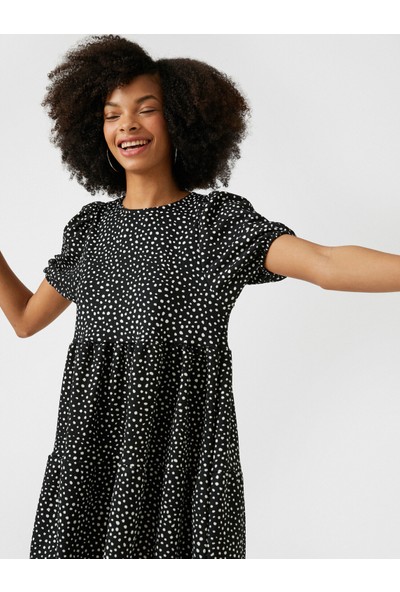 Koton Fırfırlı Kısa Kollu Mini Elbise