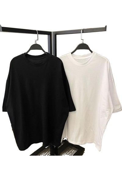 GLR Wear Oversize Bisiklet Yaka 2'li Siyah Beyaz Tişört GLR Wear Oversize Bisiklet Yaka 2'li Siyah Beyaz Tişört