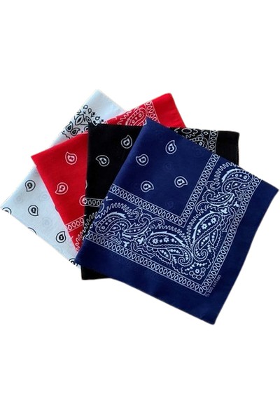 RoseRoi Unisex 4 Adet Etnik Desenli Bandana Seti (Siyah-Kırmızı-Lacivert-Beyaz) RoseRoi Unisex 4 Adet Etnik Desenli Bandana Seti (Siyah-Kırmızı-Lacivert-Beyaz)