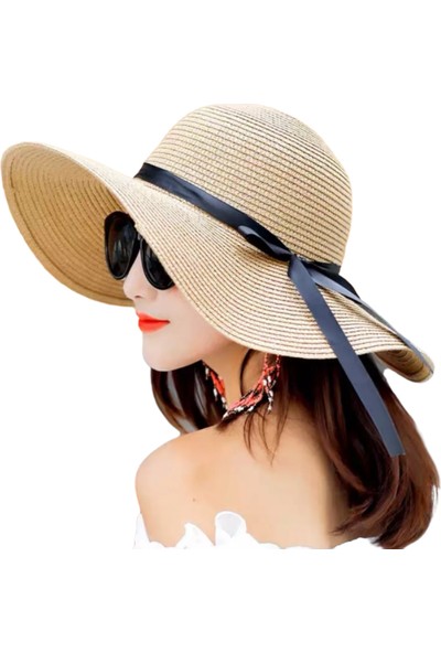 Smart Cabin Kadın Yazlık Geniş Kenarlı Güneş Şapkası - Haki (Yurt Dışından)