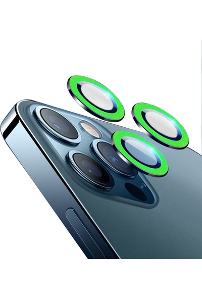 Microcase iPhone 11 Pro Max Fosfor Işıklı Kamera Camı Lens Koruyucu Halka Set - AL2883 Microcase iPhone 11 Pro Max Fosfor Işıklı Kamera Camı Lens Koruyucu Halka Set - AL2883