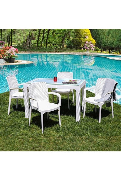Çavdar Group Rattan 70X120 cm Camlı Bahçe Balkon Teras Masa Takımı 4 Adet Sandalye Çavdar Group Rattan 70X120 cm Camlı Bahçe Balkon Teras Masa Takımı 4 Adet Sandalye