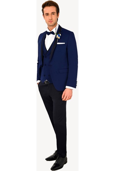 Ysf Erkek Açık Mavi Slim Fit Yelekli Şal Yaka Damatlık Ysf Erkek Açık Mavi Slim Fit Yelekli Şal Yaka Damatlık