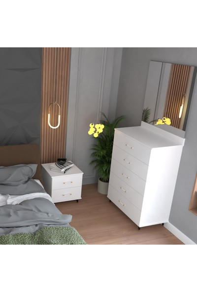 Şifonyer Beş Çekmeceli Aynalı