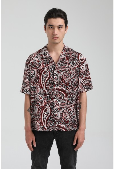 New World Polo Gömlek Yaka Kırmızı Oversize Gömlek 22SSM30119