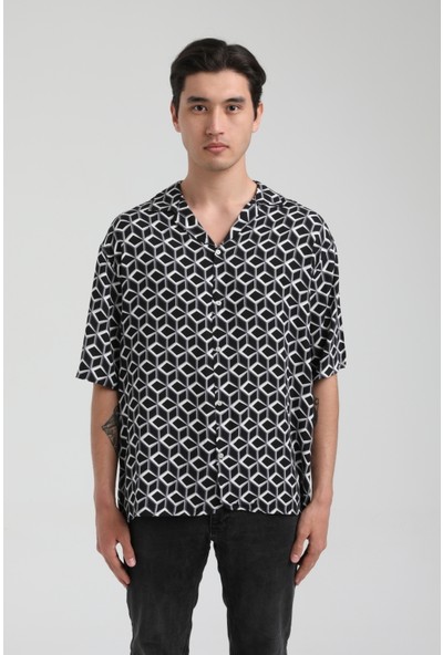 New World Polo Gömlek Yaka Lacivert Oversize Gömlek 22SSM30118