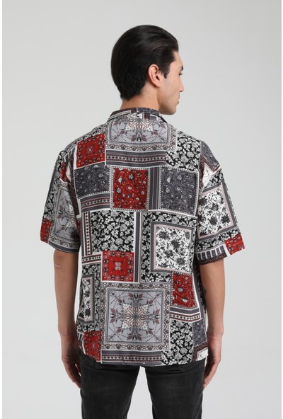 New World Polo Gömlek Yaka Kırmızı Oversize Gömlek 22SSM30113