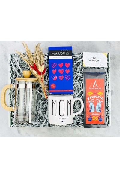 Vony Gift Bambu French Press, Bitter Belçika Çikolatası, Canım Anneme Kahve Keyfi Hediye Kutusu Vony Gift Bambu French Press, Bitter Belçika Çikolatası, Canım Anneme Kahve Keyfi Hediye Kutusu
