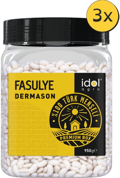 İdolagro Yerli Dermason Fasulye Premium Pet Box 3 x 950 gr İdolagro Yerli Dermason Fasulye Premium Pet Box 3 x 950 gr