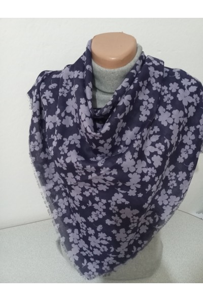 Desenli Pamuklu Kare Eşarp 90X90 Cm.