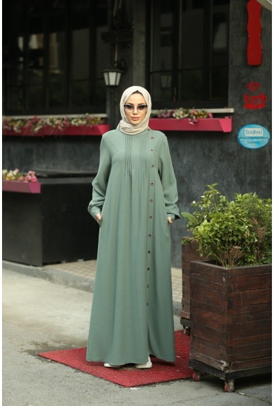 Neways Yandan Düğmeli Ferace Mintyeşili Neways 6508