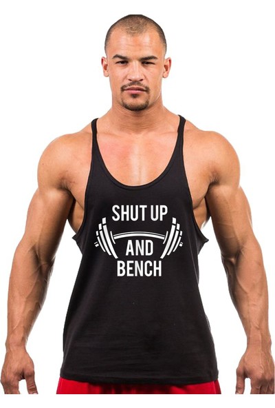 Ghedto Shutup And Bench Gym Fitness Tank Top Sporcu Atleti Siyah