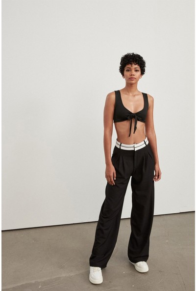 Vatkalı Maskülen Palazzo Pantolon Siyah Vatkalı Maskülen Palazzo Pantolon Siyah