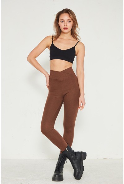 Vatkalı Çelik Triko Tayt Kahverengi Vatkalı Çelik Triko Tayt Kahverengi