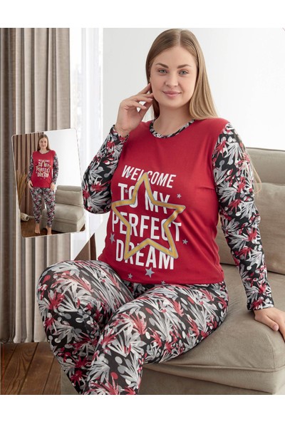 Swella Battal Beden Yaprak Desenli Pijama Takımı Swella Battal Beden Yaprak Desenli Pijama Takımı
