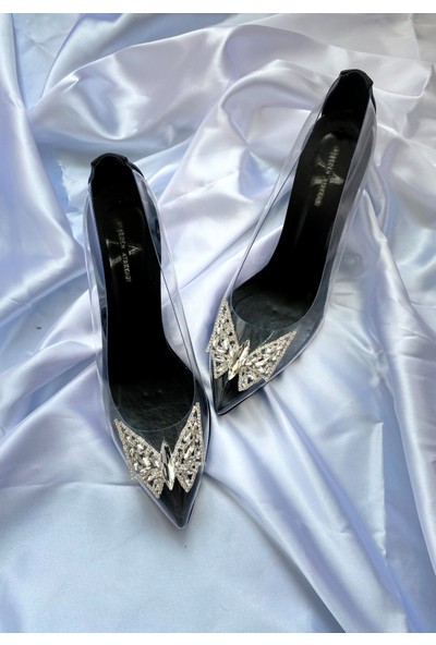 Ayşeden Ayakkabı Siyah Şeffaf Kelebek Toka Topuklu Ayakkabı