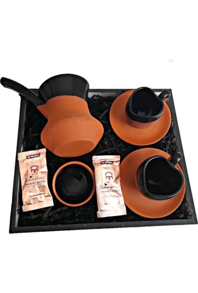 Efece Souvenir Kalpli Siyah Çömlek Fincan&cezve&lokumluk Efece Souvenir Kalpli Siyah Çömlek Fincan&cezve&lokumluk