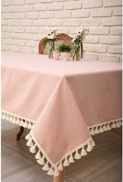 Silversun 160 x 220 Püsküllü Masa Örtüsü Pudra M-1B